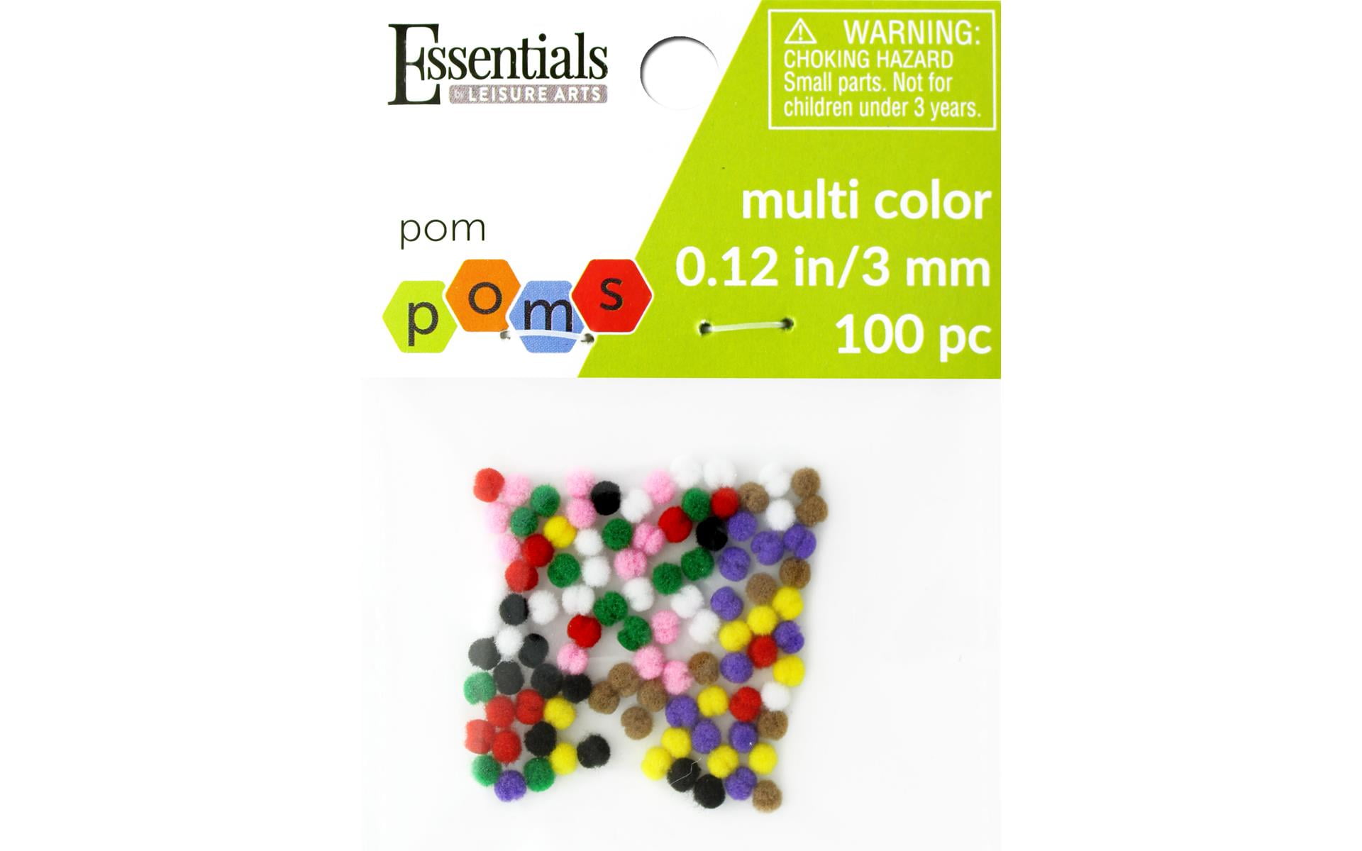 Essentials By Leisure Arts Pom Poms - Multi - 3Mm 100 Piece Pom Poms ...