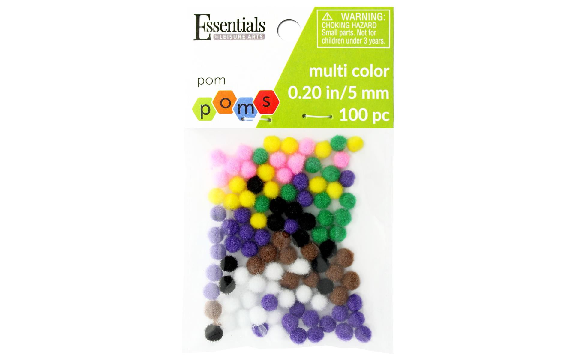 Essentials By Leisure Arts Pom Poms - Multi - 5Mm 100 Piece Pom Poms ...