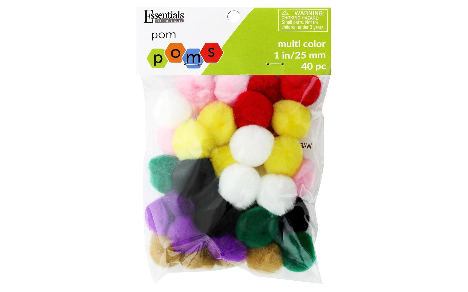 Essentials by Leisure Arts Multicolor Craft Pom Poms 1 Inch 40 Count ...