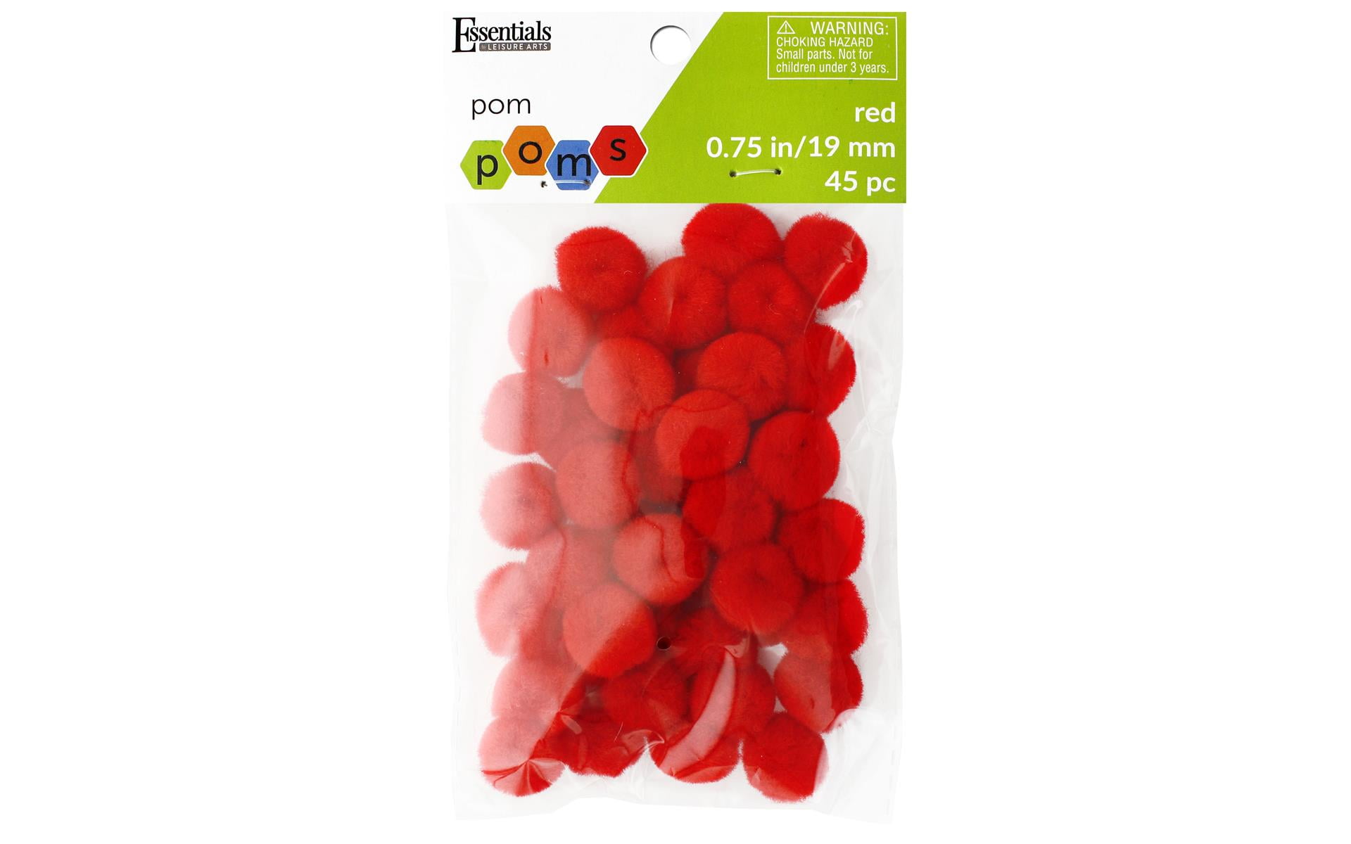 Leisure Arts Red Pom Poms, 3/4 Inch, 45 Pack, Small Craft Balls for ...