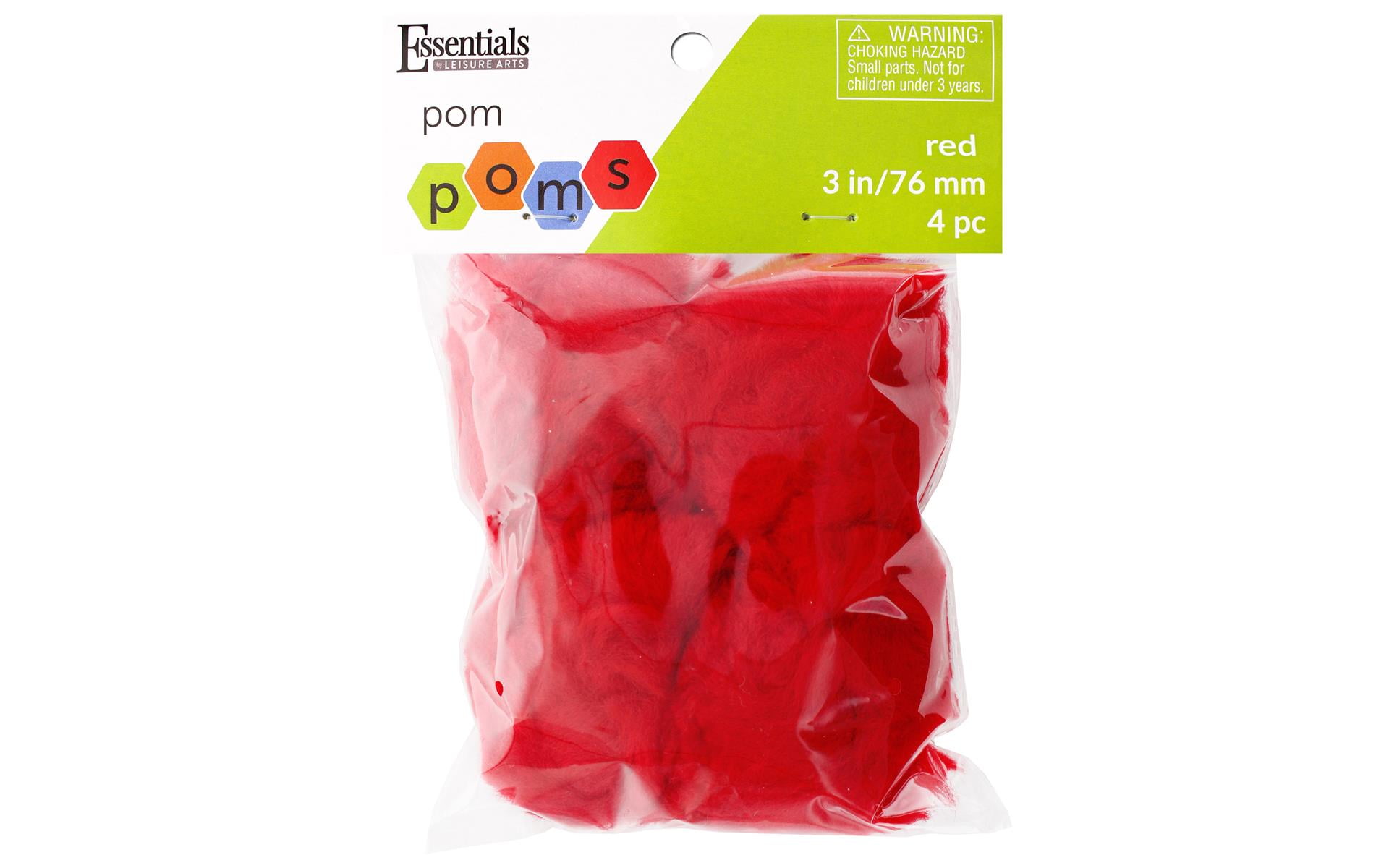 Leisure Arts, Craft Supplies, 3" Red Pom Poms, 4 Pieces Pack - Walmart.com