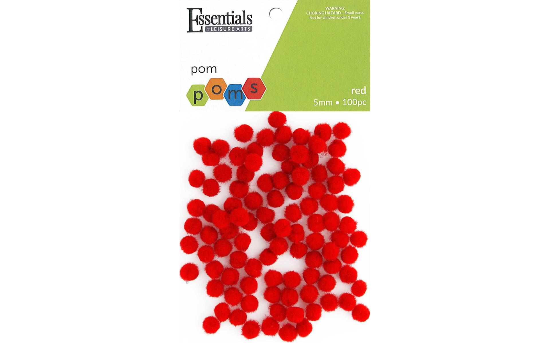 Essentials By Leisure Arts Pom Poms - Red - 5Mm 100 Piece Pom Poms Arts ...