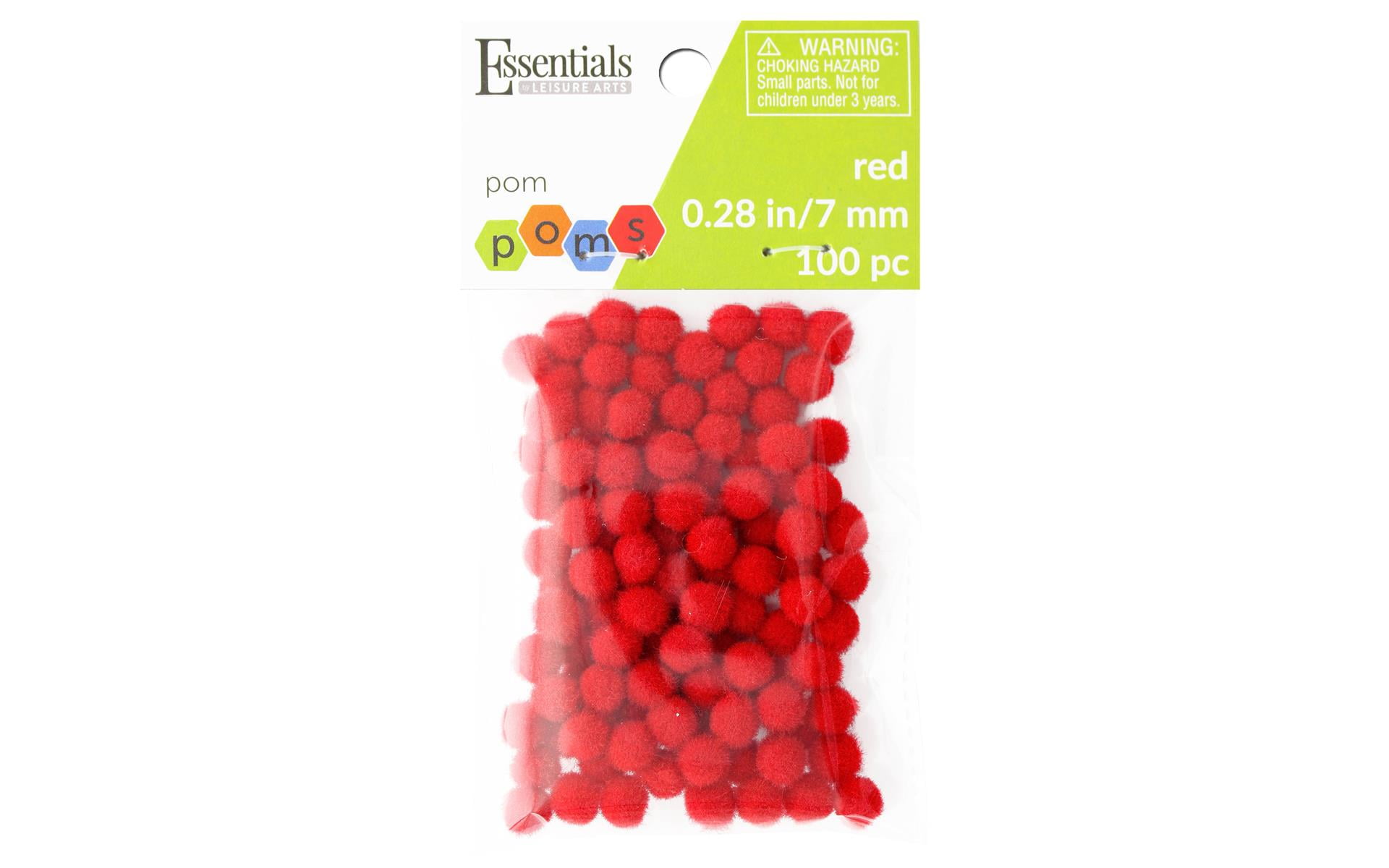 Essentials by Leisure Arts Bulk Colored Pom Poms - Red - 7mm - 100 ...