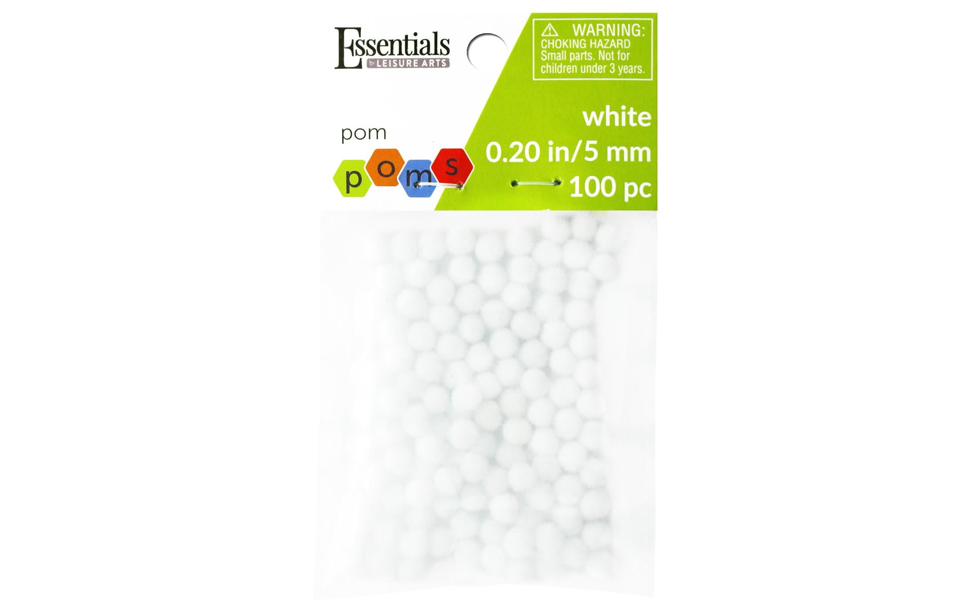 Essentials By Leisure Arts Pom Poms - White - 5Mm 100 Piece Pom Poms ...