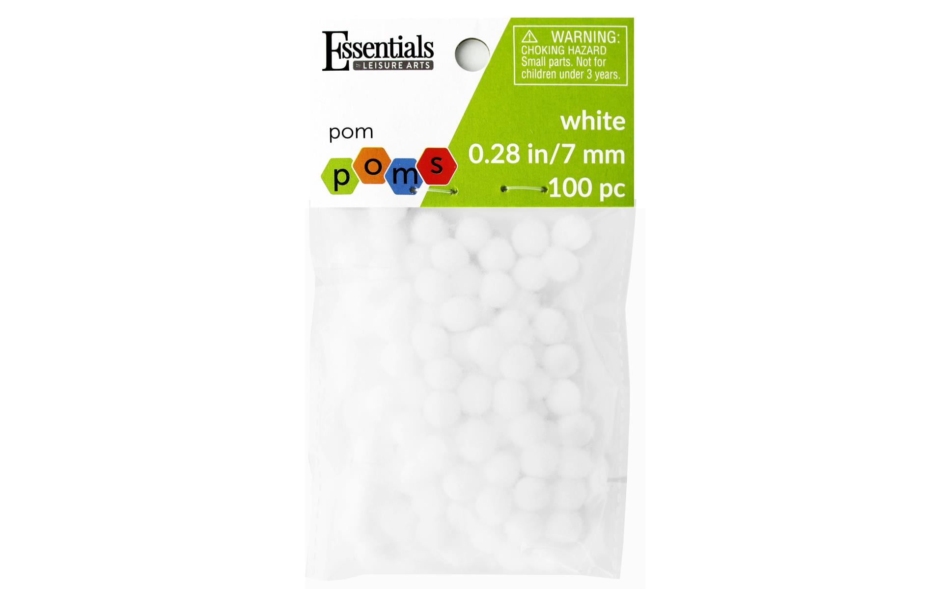 Essentials By Leisure Arts Pom Poms - White - 7Mm 100 Piece Pom Poms ...