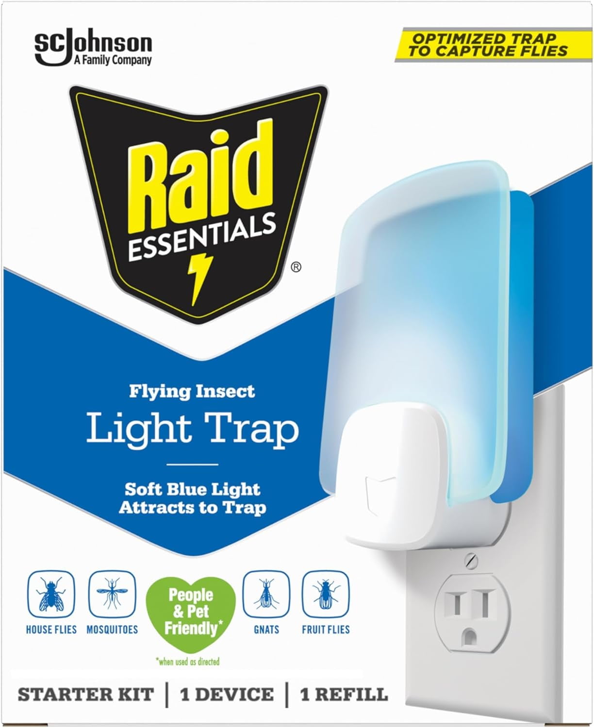 Essentials Flying Insect Light Trap Starter Kit, 1 Plug-In Device + 1 ...