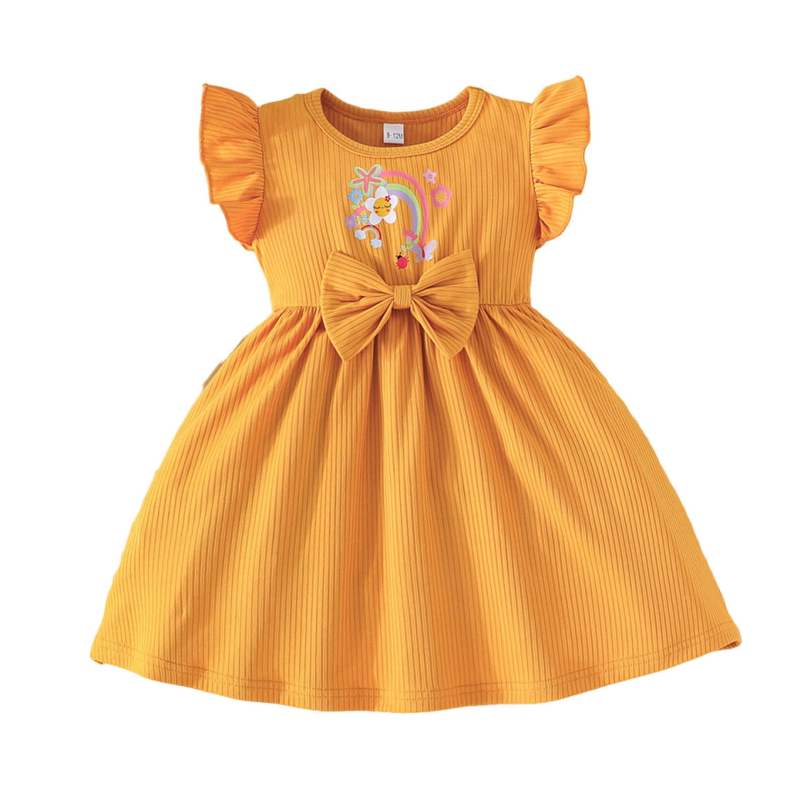 Essentials Girls Dresses 2026 Casual Summer Rainbow Floral Print With ...