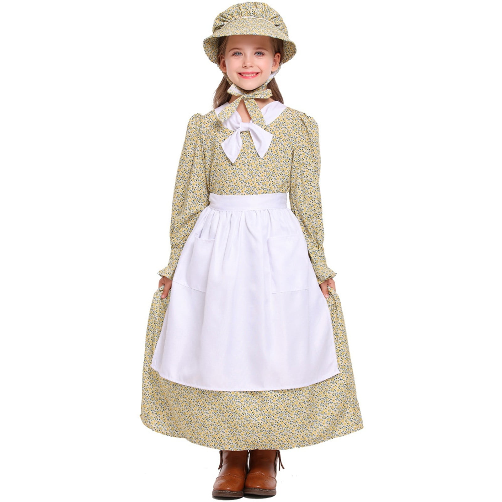 Essentials Girls Dresses 2026 Countryside Style Floral Maxi Scarf Cap 3 ...