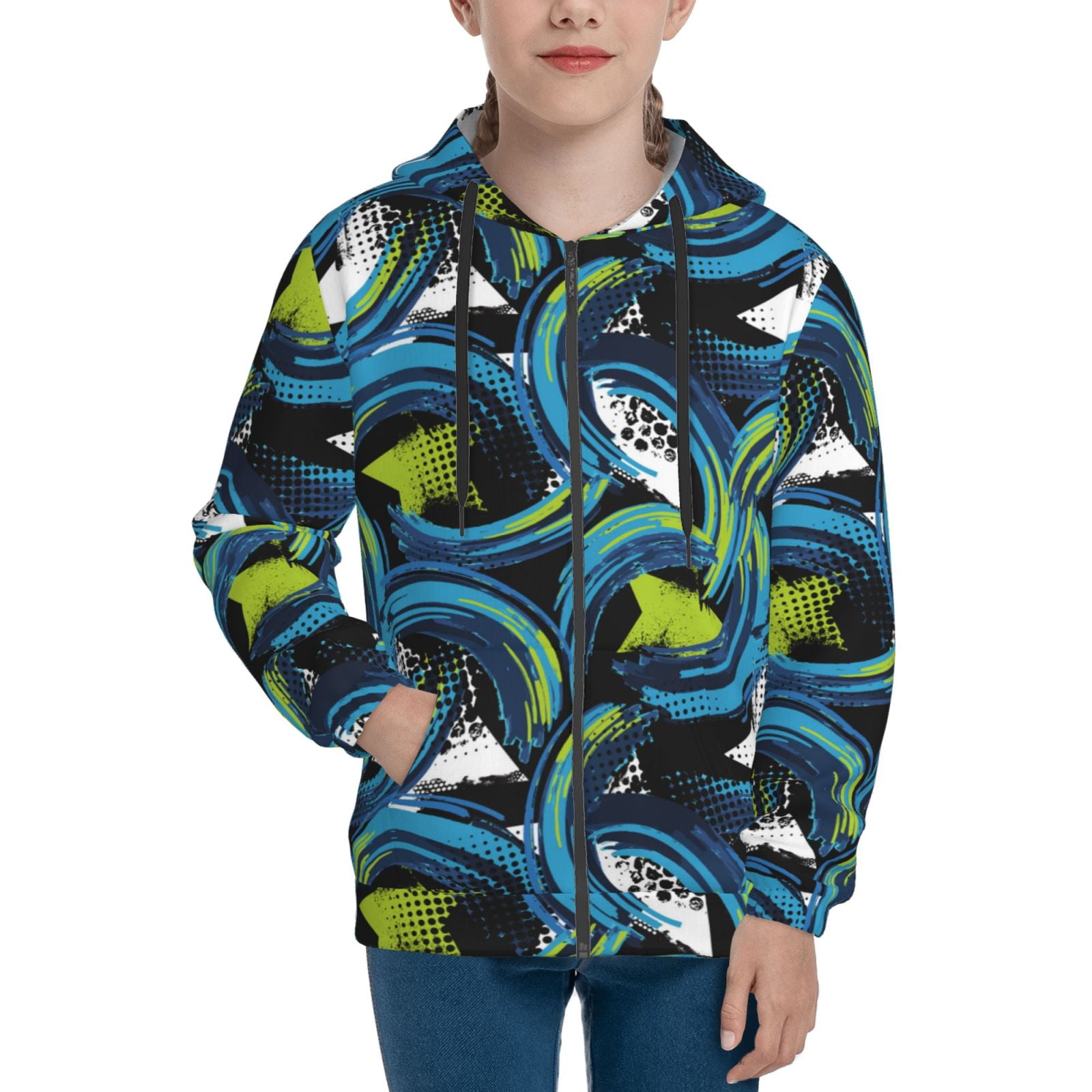 Essentials Hoodie Kids - Abstract Line Art Stars Toddlers Girls Boys Zip Up Hoodie, Long Sleeve ...