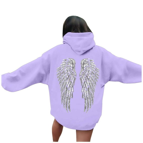 Essentials Hoodie for Women Angel Wing Print Long Sleeve Hooded ...
