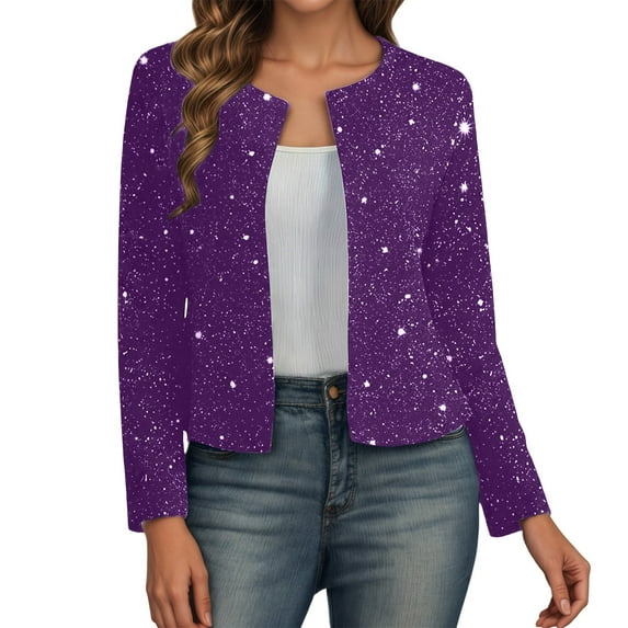 Essentials Jacket for Women Metallic Sequin Print Long Sleeve Cardigan ...