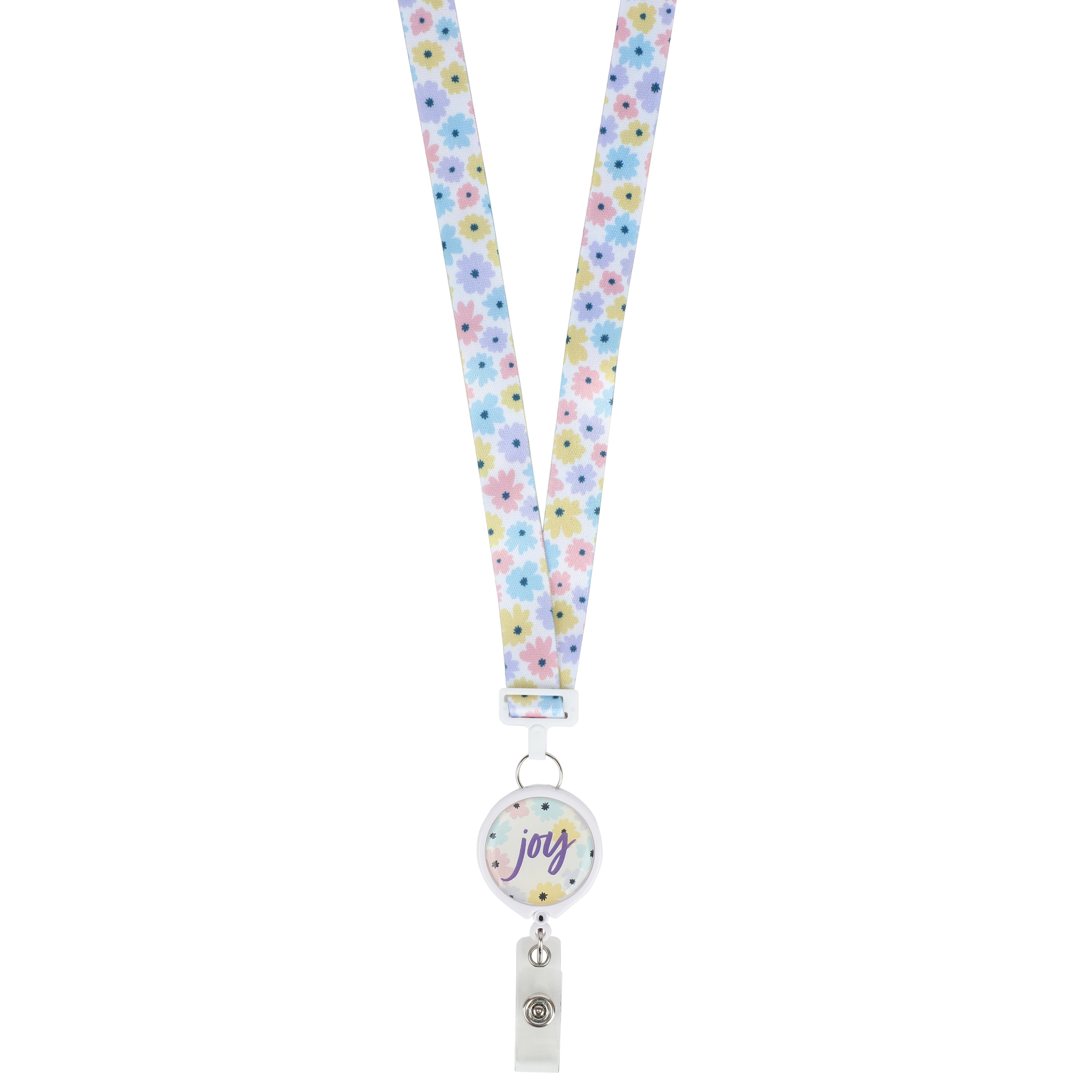 Essentials Joy Ribbon Lanyard with Badge Reel, Belt Clip, 19" Length ...
