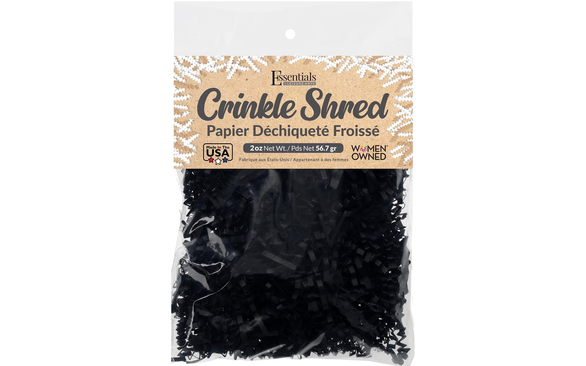 Essentials by Leisure Arts Crinkle Shred Bag, Black, 2oz Shredded Paper ...