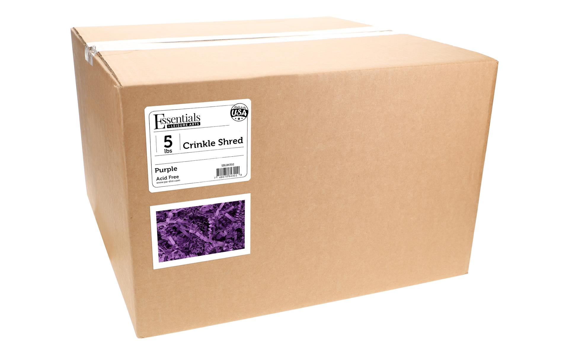 Essentials by Leisure Arts Crinkle Shred Box, Purple, 5lbs Shredded ...