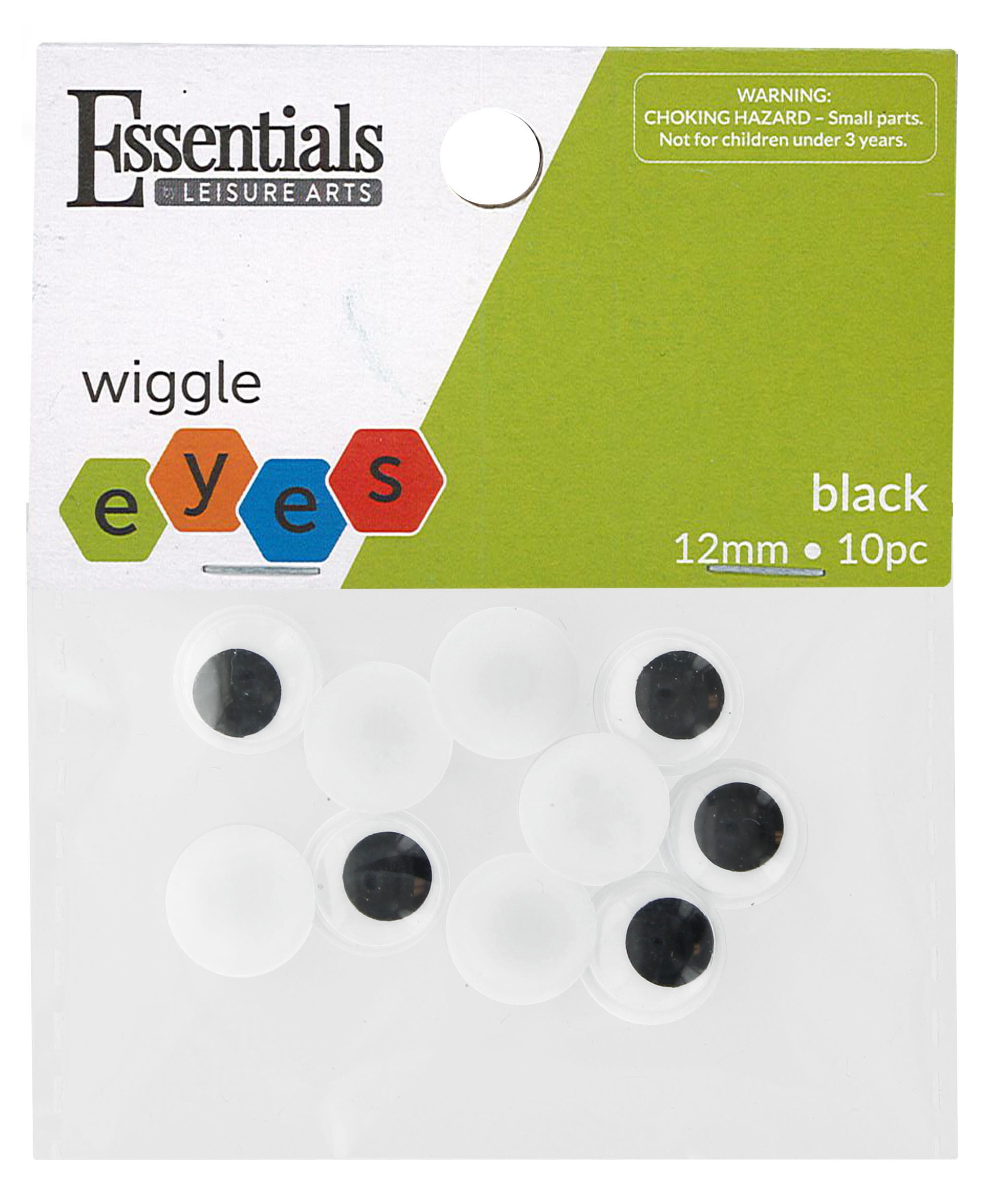 Essentials by Leisure Arts Eyes Paste On Moveable 12mm Black 10pc ...