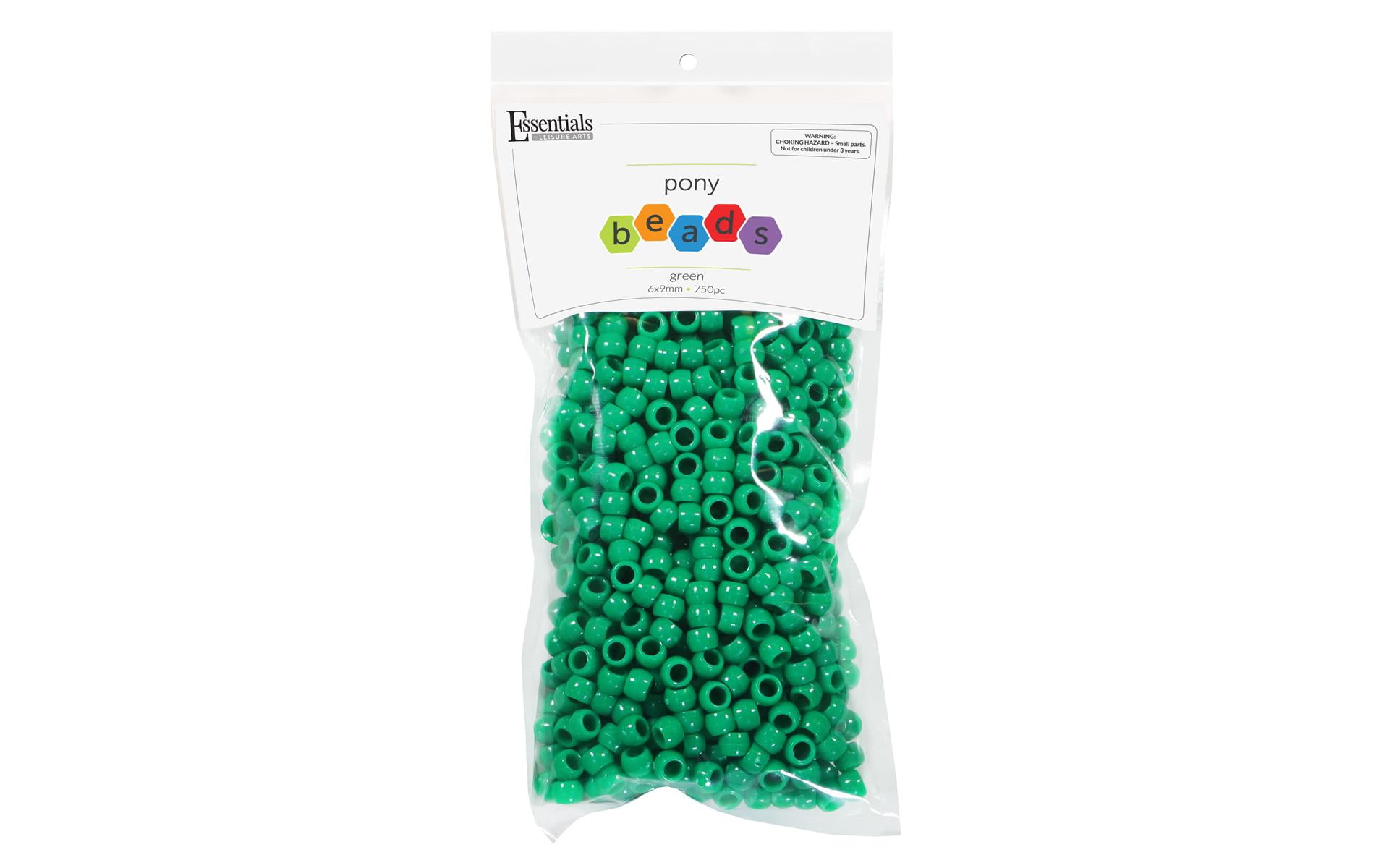 Essentials By Leisure Arts Pony Bead 6Mm X 9Mm Green Opaque Plastic ...
