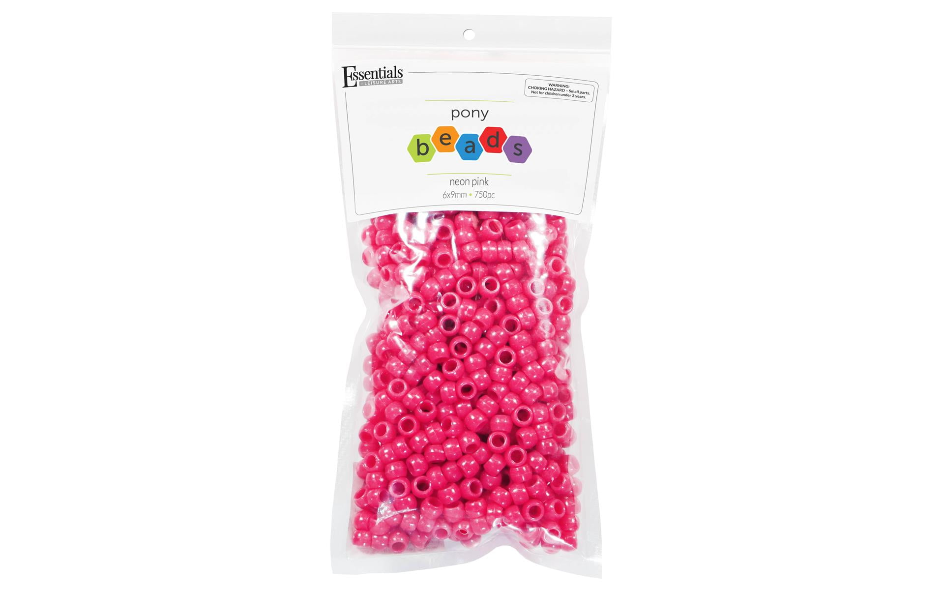 Essentials by Leisure Arts Pony Beads, 6x9mm, Neon Pink, 750pc ...
