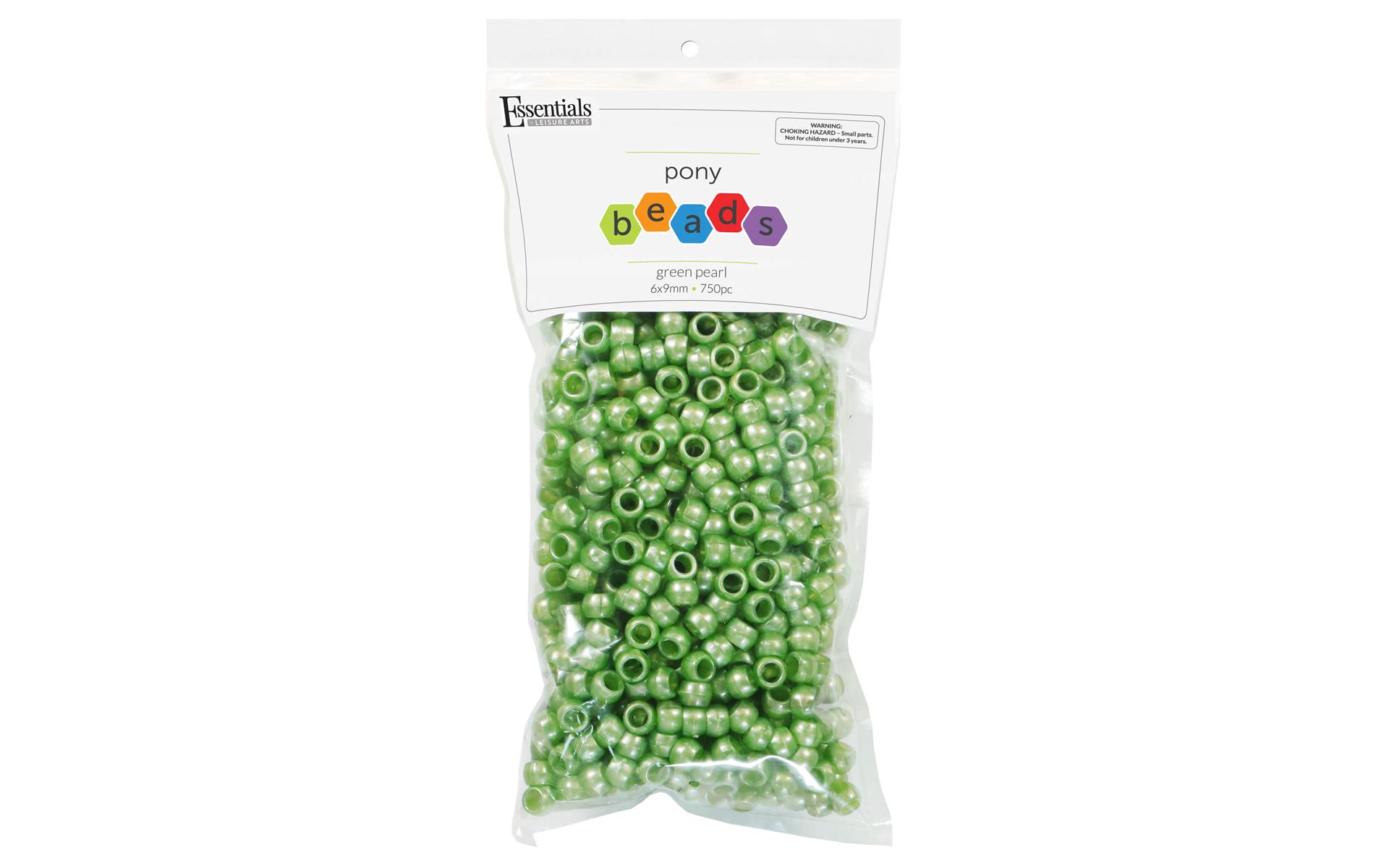 Essentials By Leisure Arts Pony Bead 6Mm X 9Mm Pearl Green Opaque ...