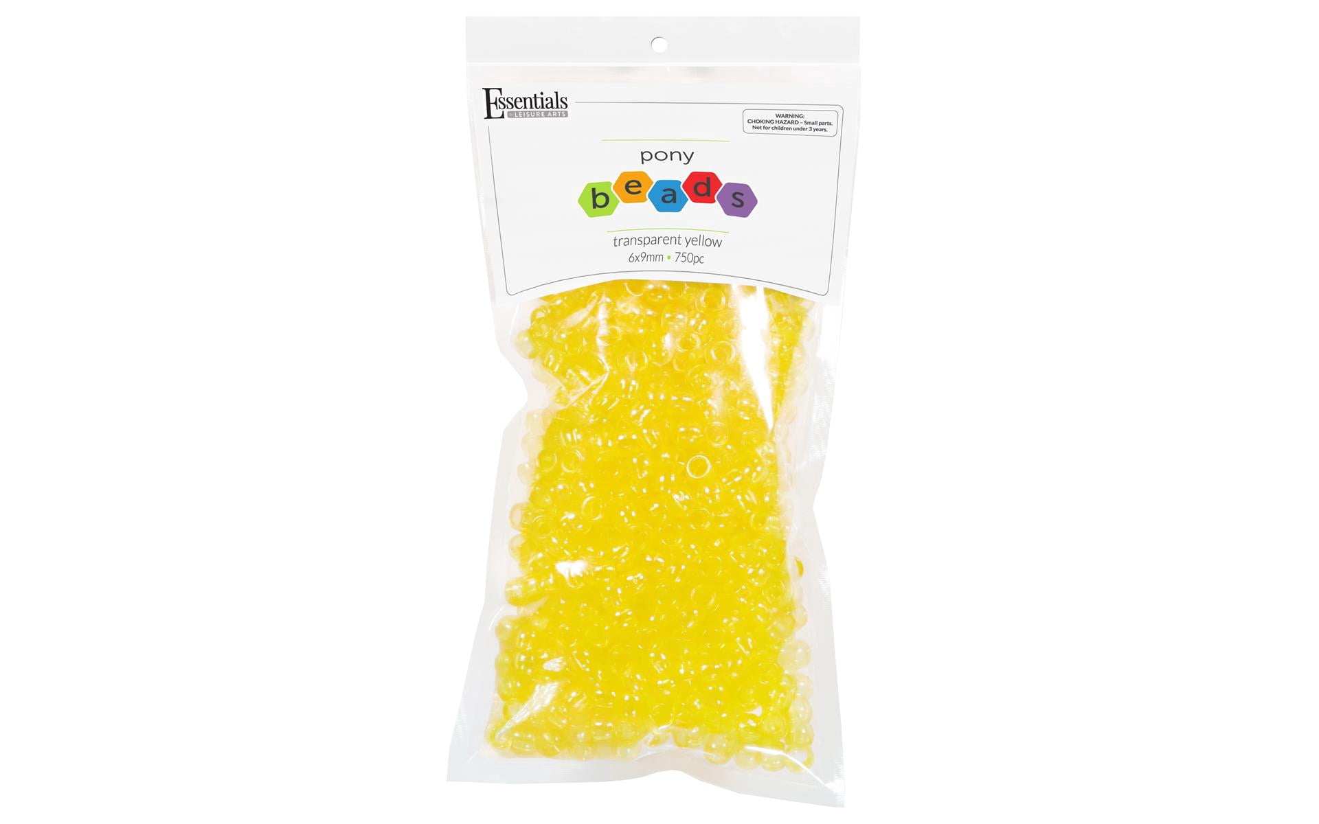 Essentials by Leisure Arts Pony Beads, 6x9mm, Transparent Yellow, 750pc ...