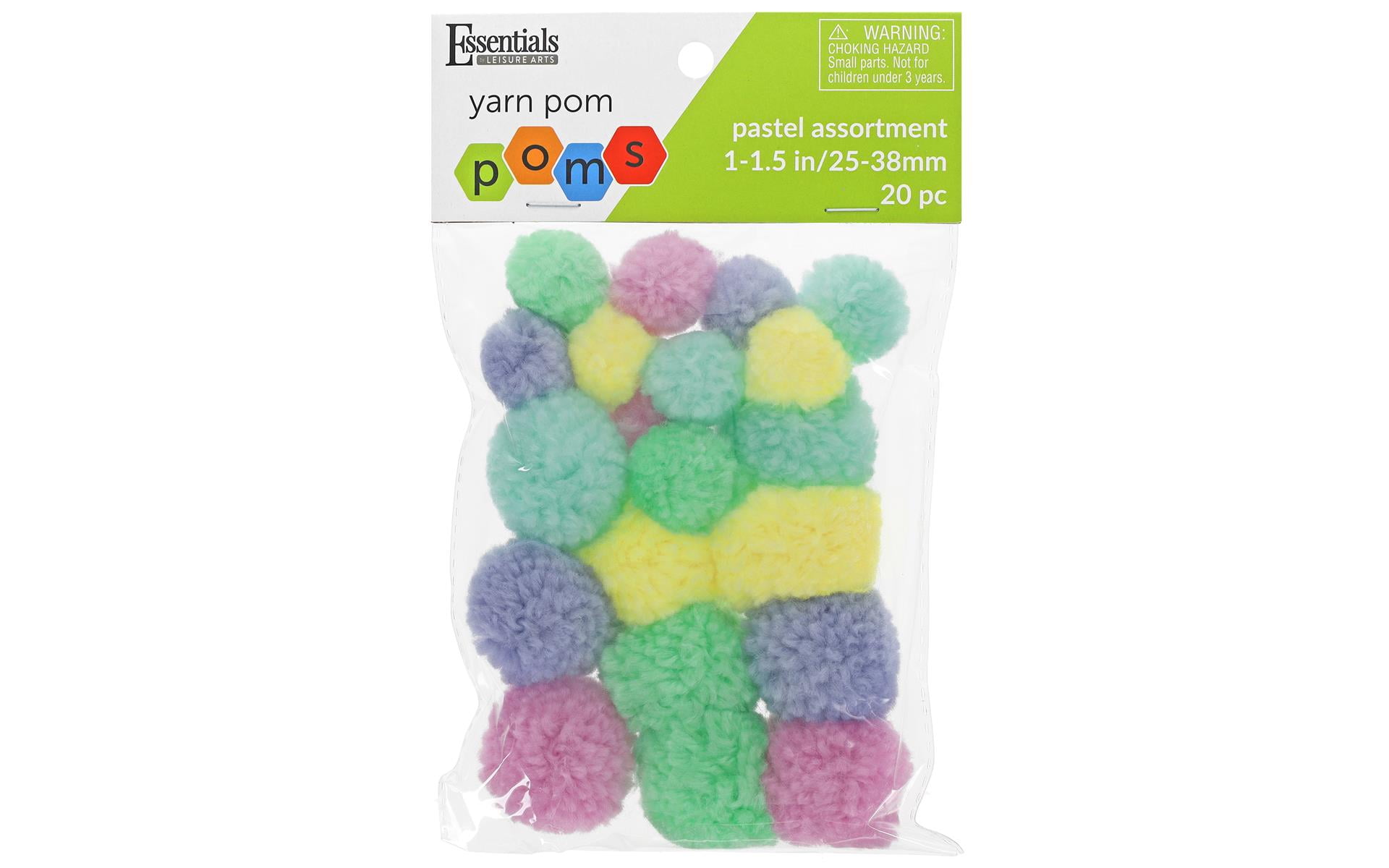 Essentials By Leisure Arts Yarn Pom Poms - Assorted Pastel - 1" To 1.5 ...