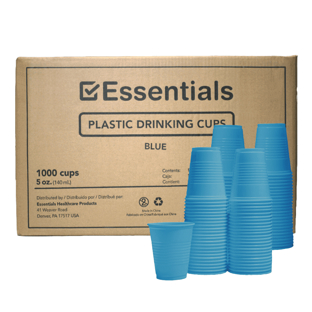 Essentials Healthcare Disposable Plastic Drinking Cups, 5 Ounce, Blue ...