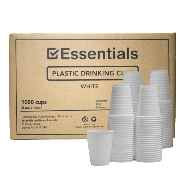 Essentials Healthcare Disposable Plastic Drinking Cups; 5 Ounce Water ...