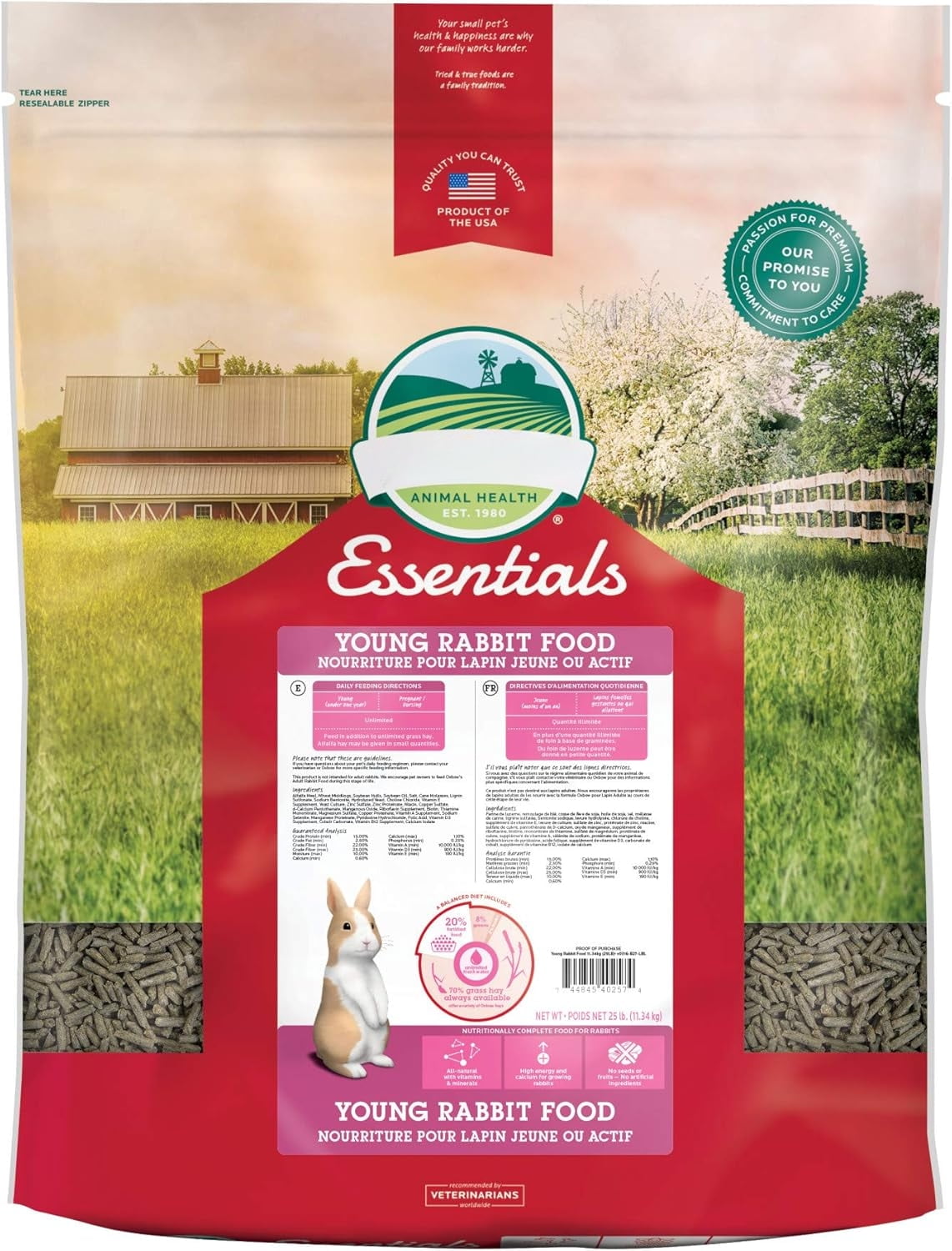 Essentials Rabbit Food, Adult, Made with Timothy Hay for Rabbit, Pet ...