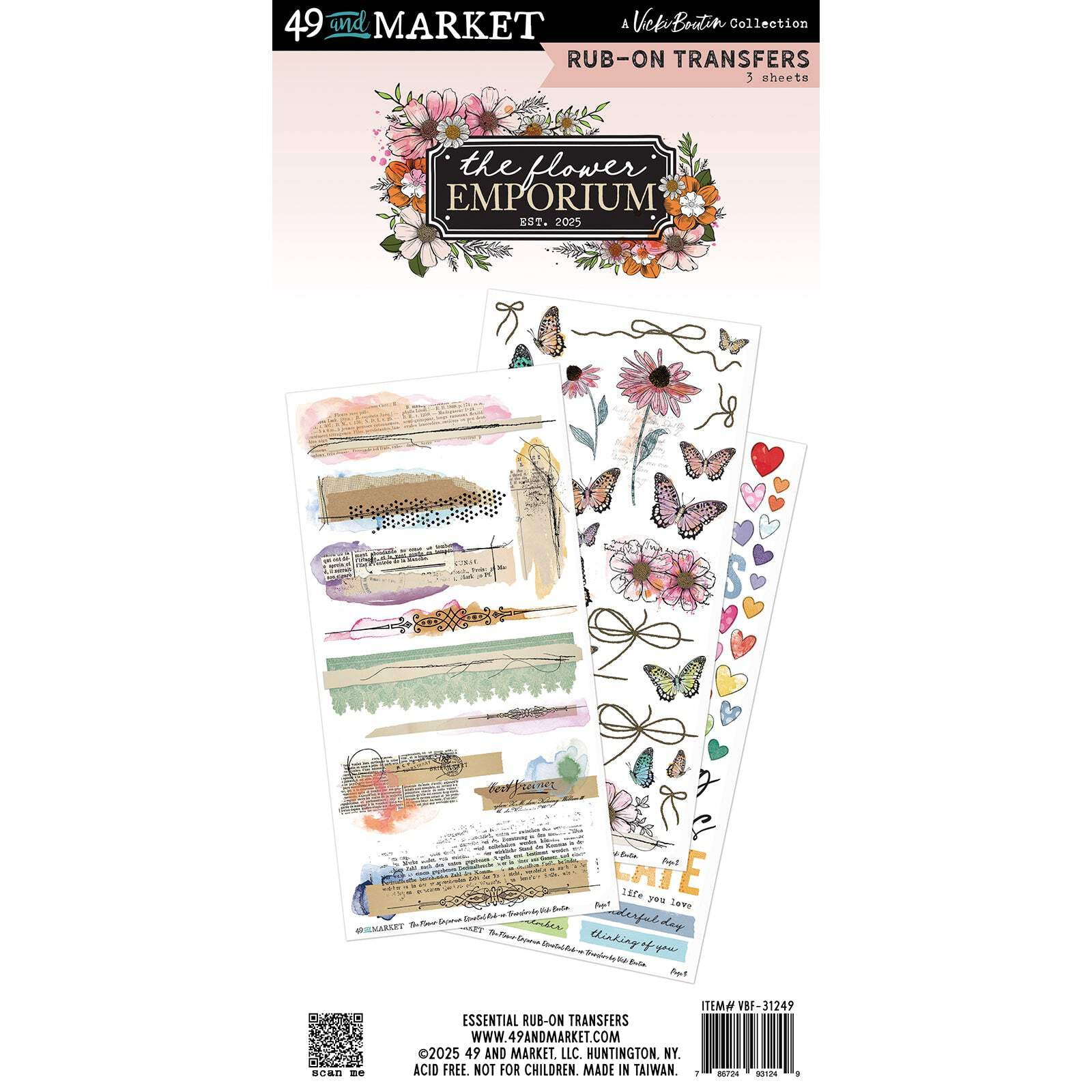 Essentials Rub-On Transfer Set "6"X12" - The Flower Emporium - Walmart.com