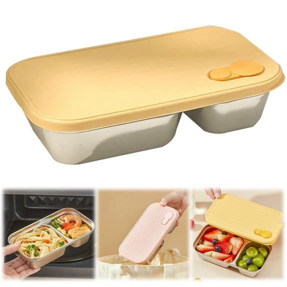 Essentials Storage box Stainless Snack Containers 2 Compartment Snack ...