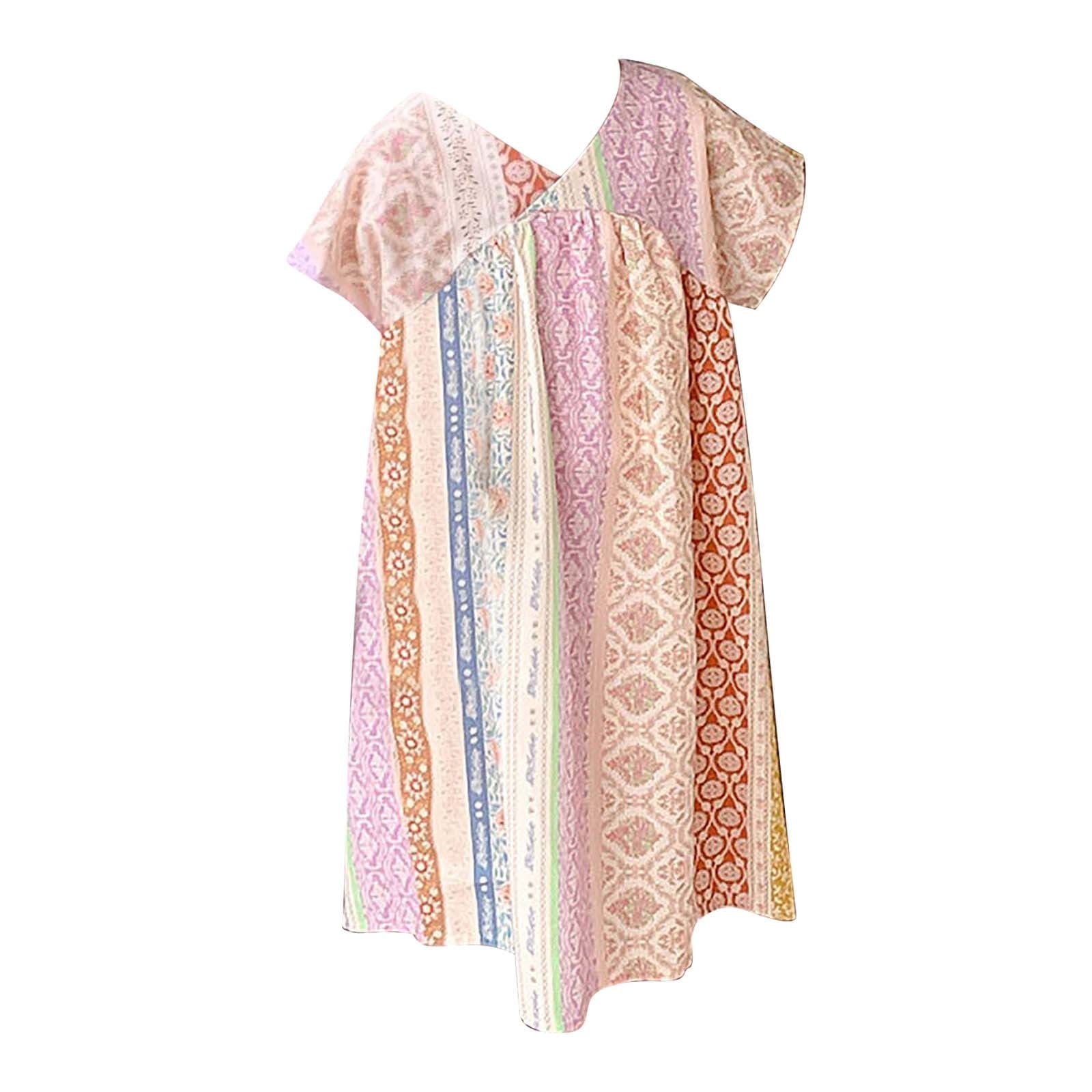 Essentials Toddler Girls Dresses Ethnic V Neck Short Sleeve Soft Suit ...