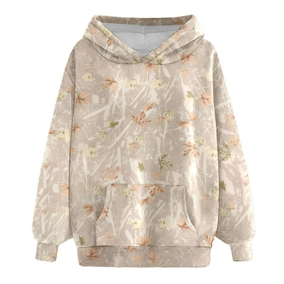 Essentials Women's Hoodie Vintage Lined Maple Leaf Print Fashion Camo ...