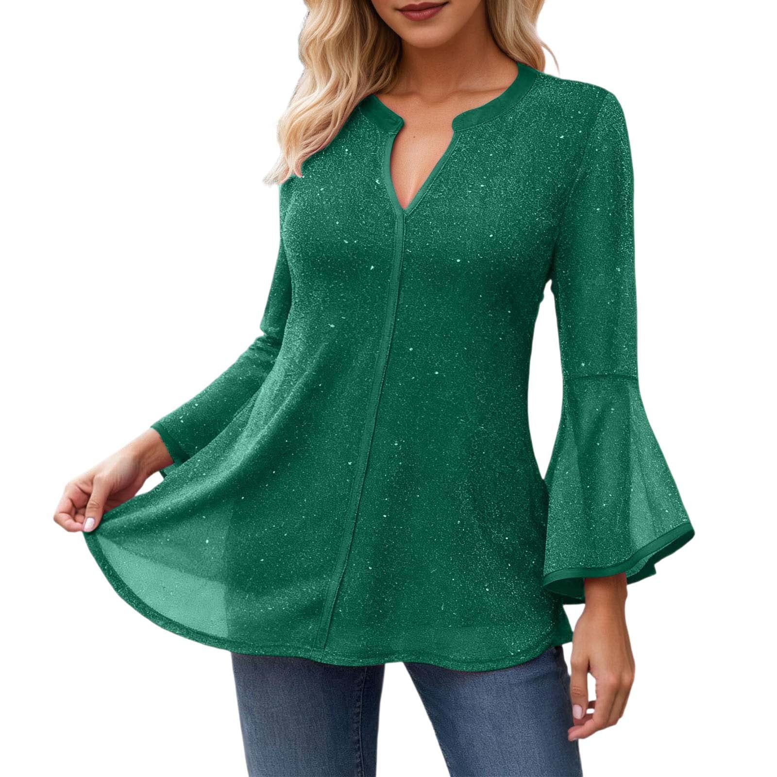 Essentials Womens Tees Tops Basic Shirts Flutter Sleeve Relaxed Fit ...
