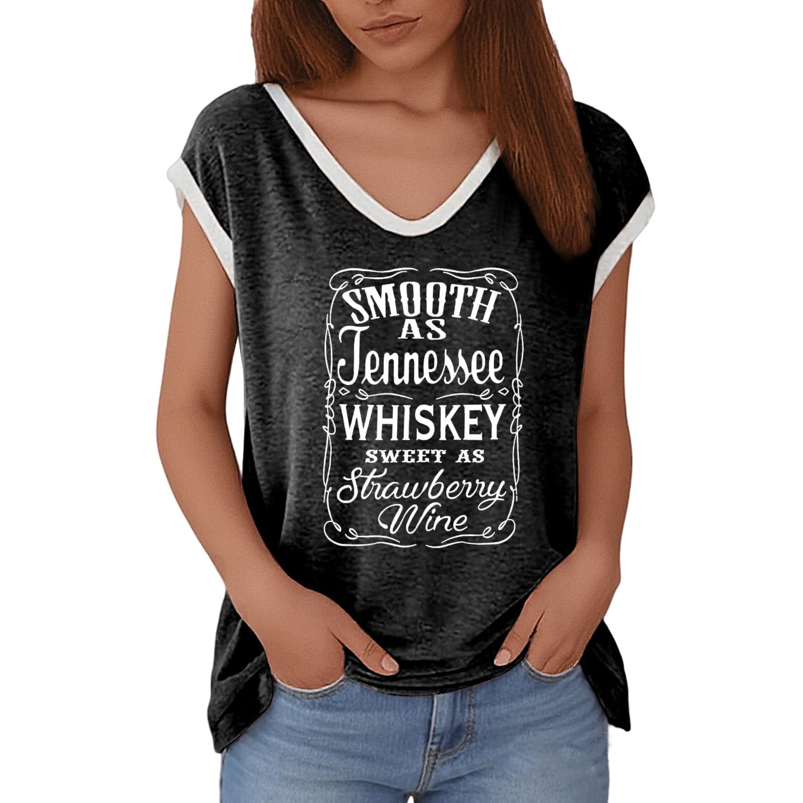 Essentials Womens Tees Tops Basic Shirts Sleeveless V Neck Summer ...