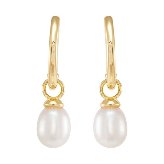 Essentials By Honora Womens Freshwater Pearl Hoop Earrings In 14kt
