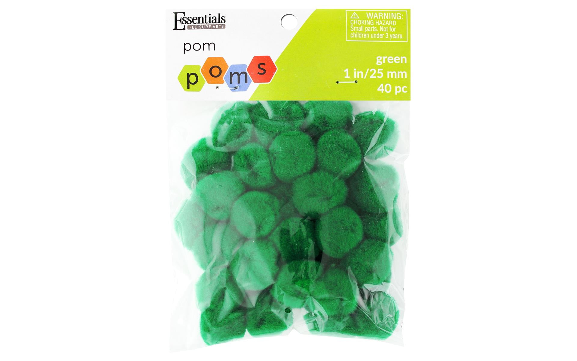 Essentials by Leisure Arts Green Craft Pom Poms 1 Inch 40 Count ...
