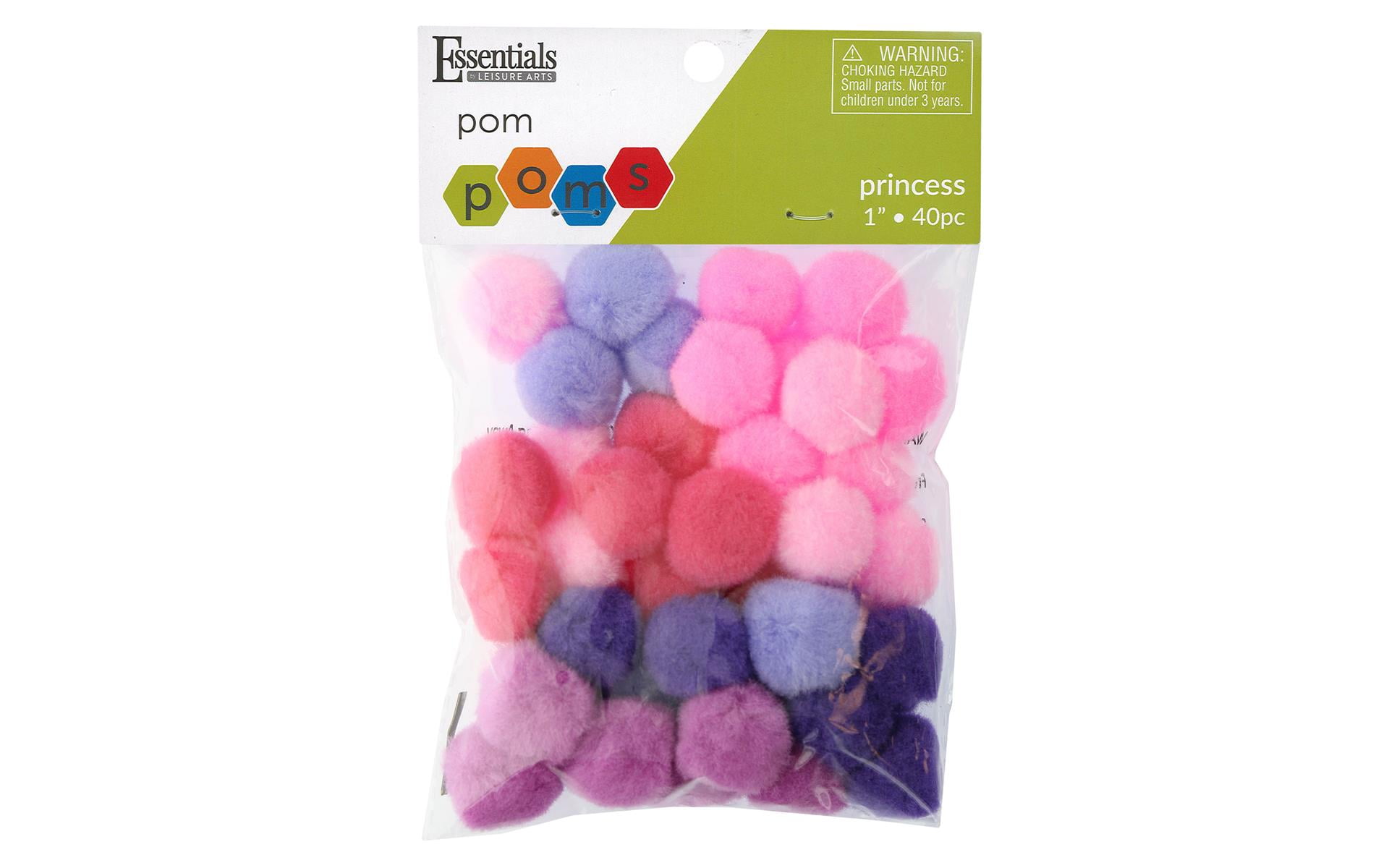 Essentials by Leisure Arts Princess Assorted Pom Poms 1 Inch 40 Count ...