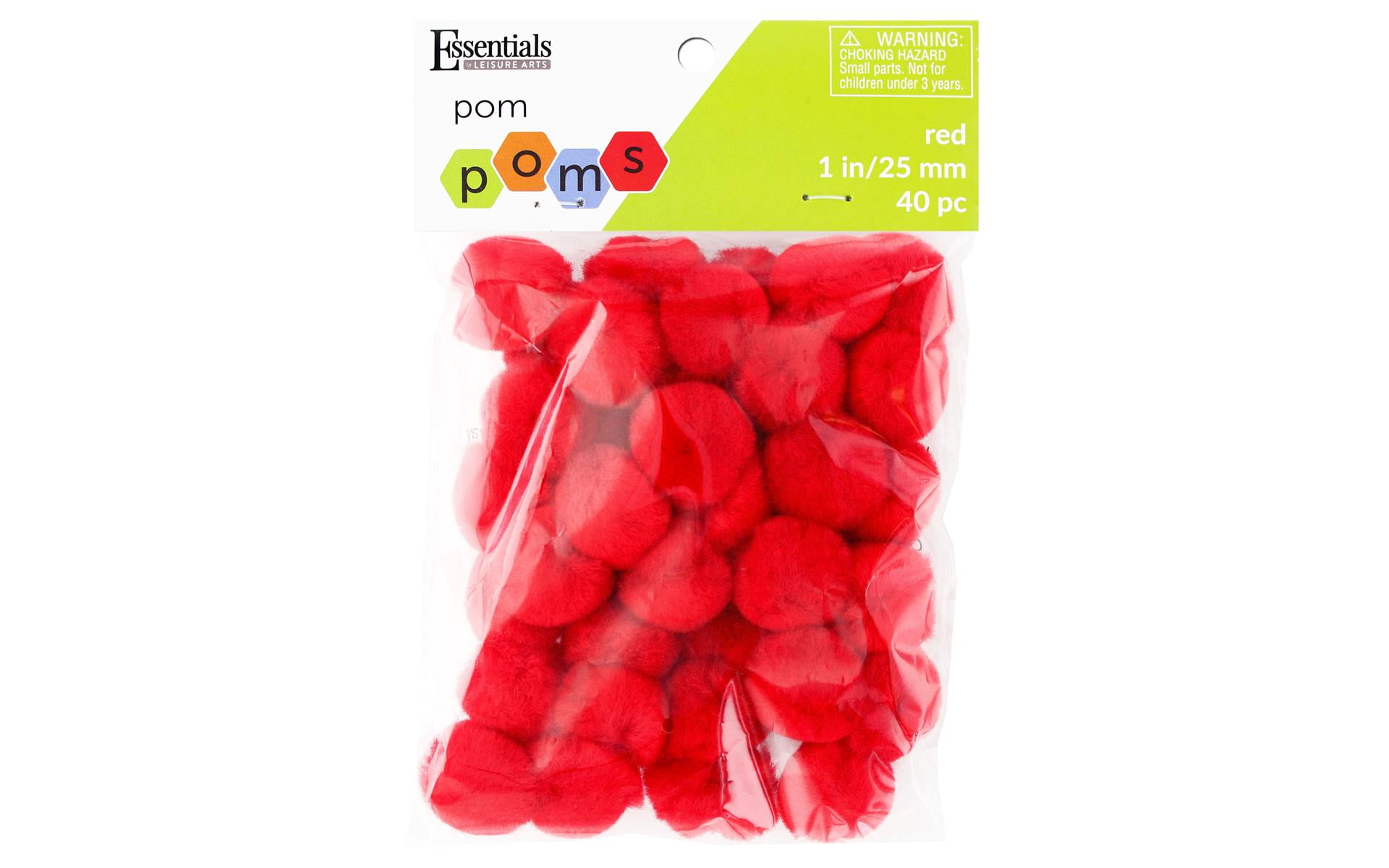 Leisure Arts Essentials Craft Pom Poms, Versatile 1" Red, 40 pieces per ...