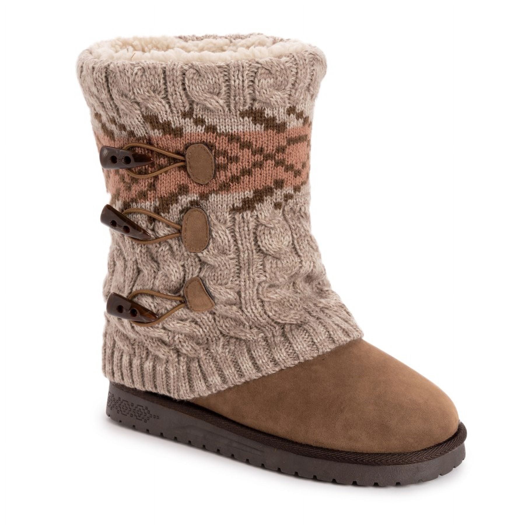 MUK LUKS Women's Cheryl Winter Boots, Faux Fur Lined, Knit Details ...