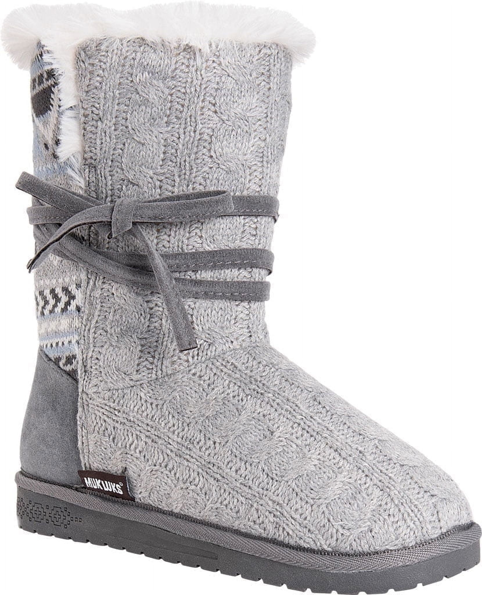 Essentials by MUK LUKS Women's Clementine Faux Fur Lined Adjustable Tie ...