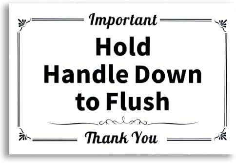 Essentials for Hosts Hold Handle Down to Flush Sign, Bathroom Rules ...