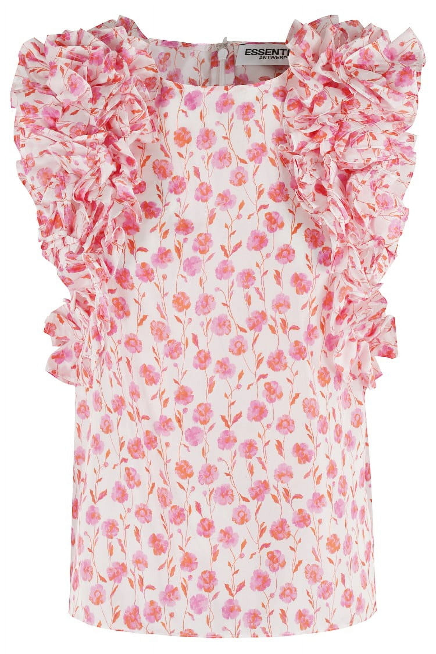 Essentiel Antwerp Floral Print Ruffle Top With Soft-Fit Silhouette ...