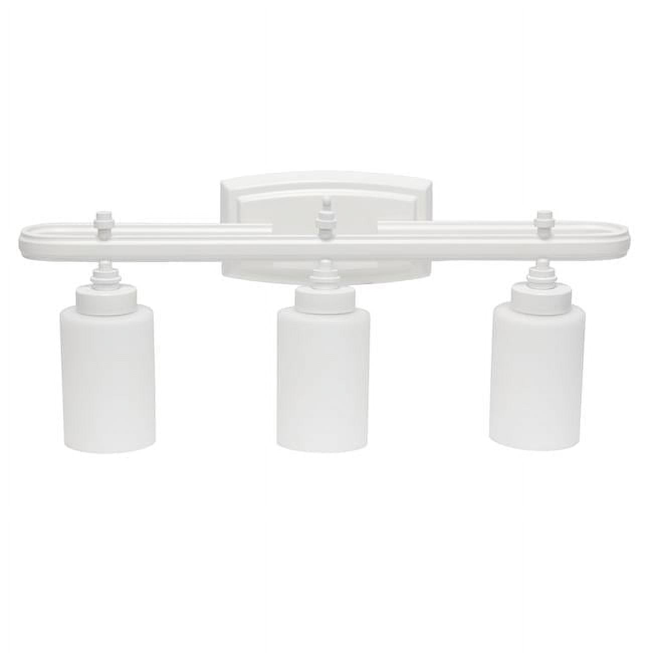 Essentix Contemporary 3-Light Metal & Opaque White Glass Shade Vanity ...