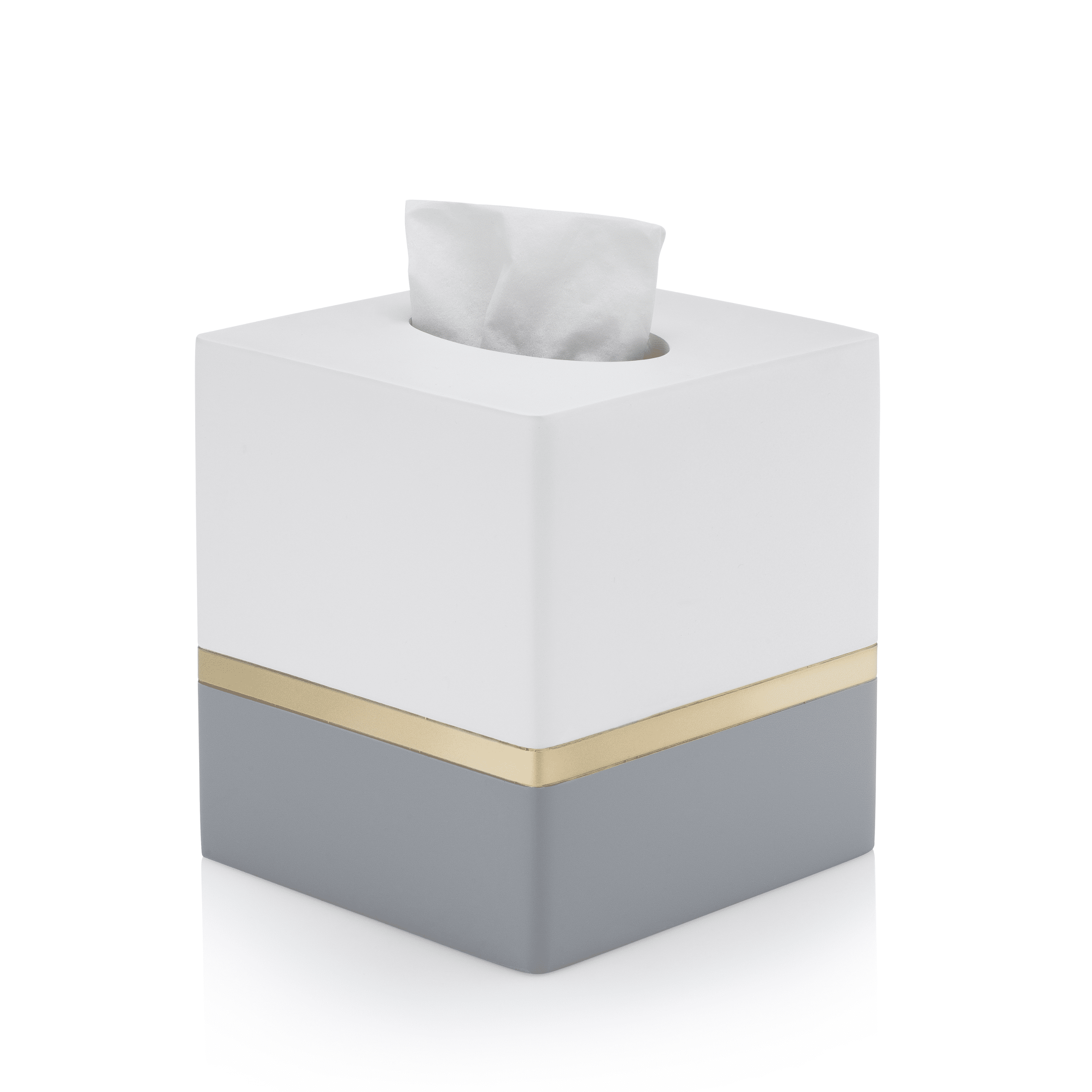 Essentra Home Day & Night Square Tissue Box, White/Grey with Gold ...