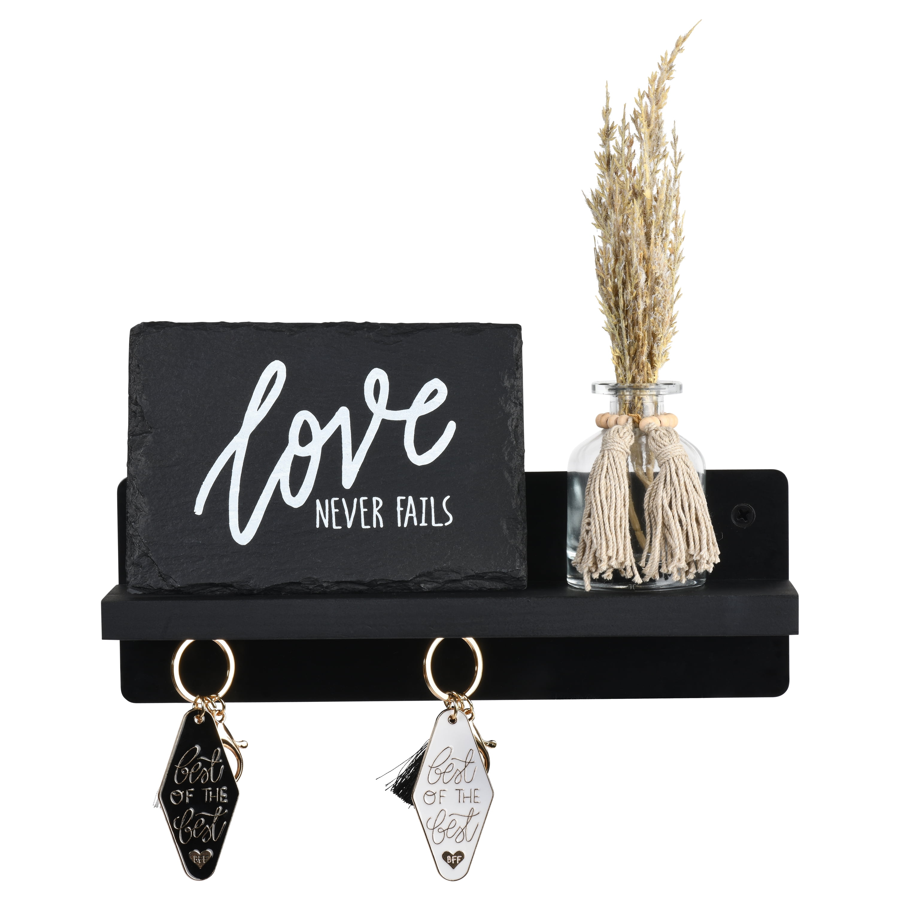 Essentra Home Matte Black Modern Entryway Key Holder Made of Solid Wood ...