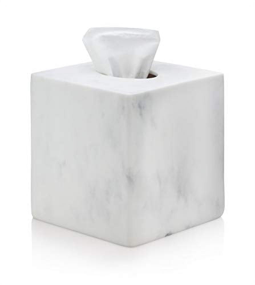 Essentra Home White Marble Square Tissue Box Holder for Vanity ...