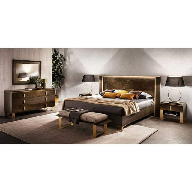 Essenza 5-Piece Bedroom Set in Brown Marble, King Size - Walmart.com