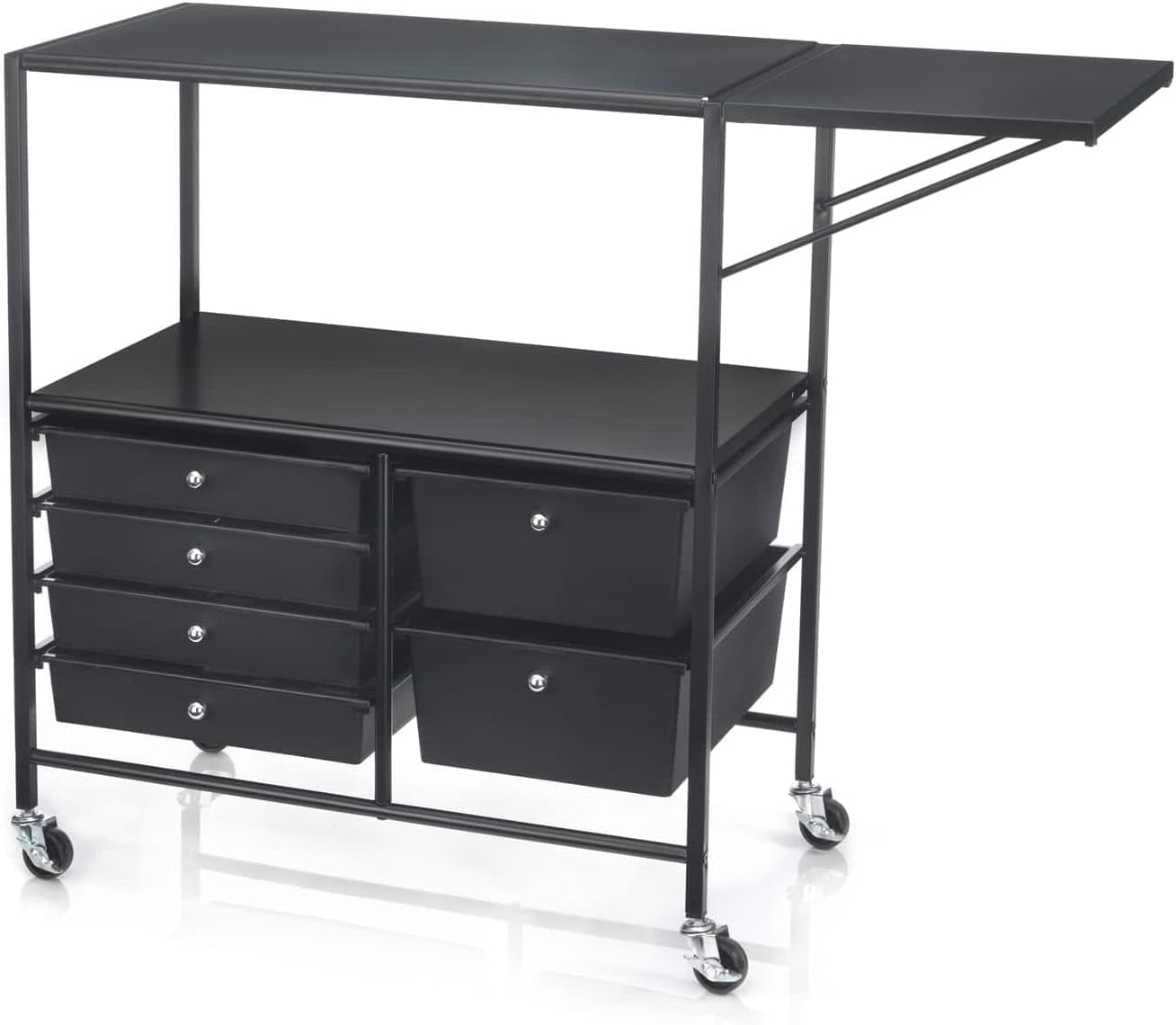 Essex Black Drawers & Rolling Cart With Tray And Extendable Table Multi ...