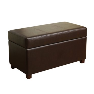 Costway 16'' Red Brown Cube Ottoman Pouffe Storage Box with Hinge Top ...
