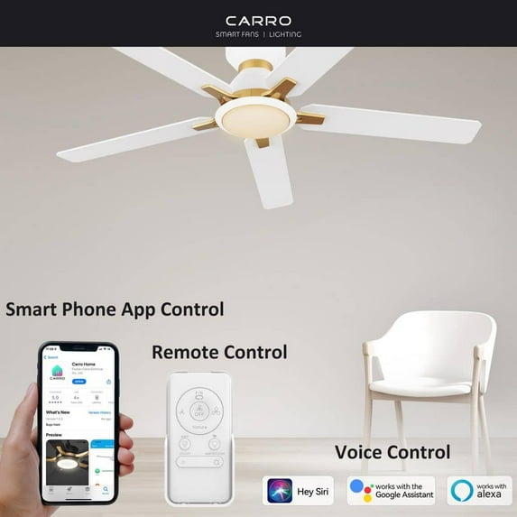 Essex II 52 in. Integrated LED Indoor/Outdoor White Smart Ceiling Fan ...