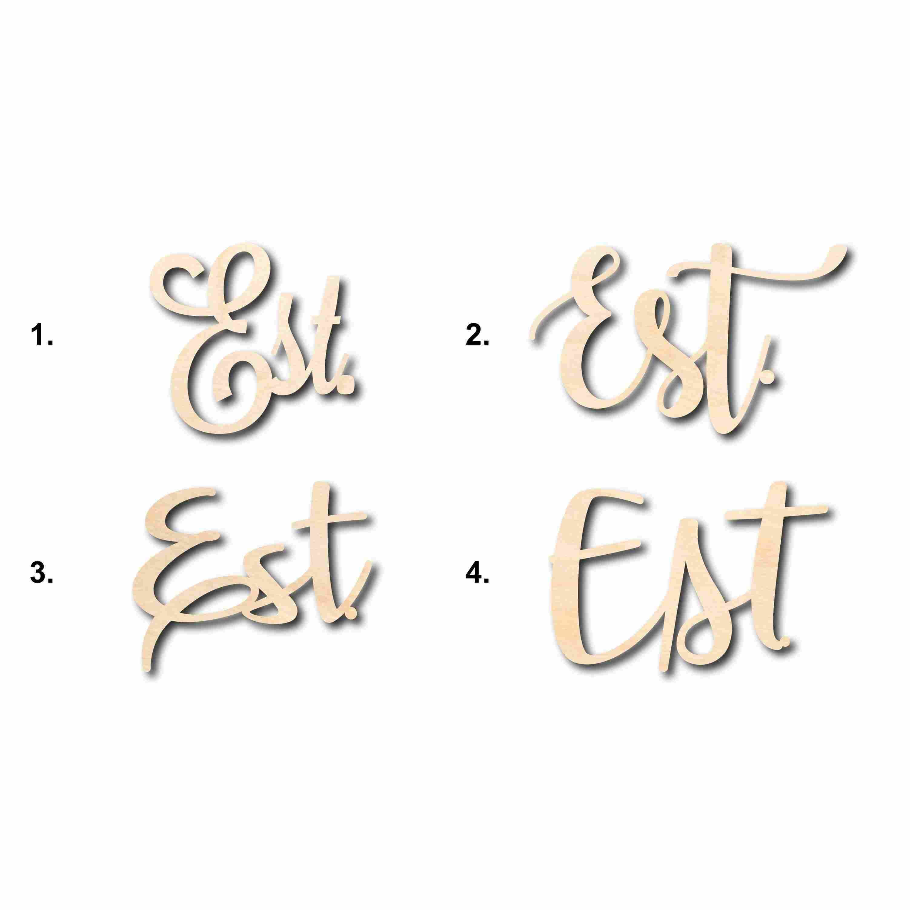 Est. Sign Unfinished Wood Cutout Home Decor DIY Option 1- 10" Wide / 1/ ...